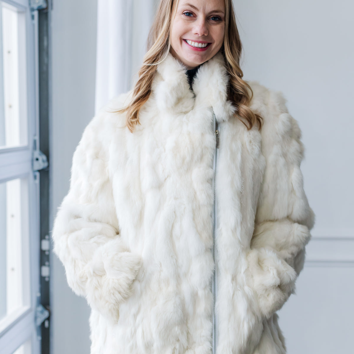 Sz L Genuine Ivory Rabbit Jacket – Dakota Darling Furs
